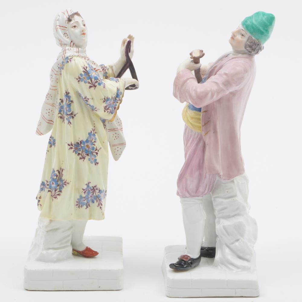A Rare Pair of Meissen Greek Musicians, 1745-1750, Johann Friedrich Eb ...