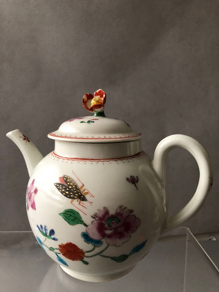 Worcester Porcelain Harvest Bug/Astley Pattern Globular Teapot 1765-17 ...