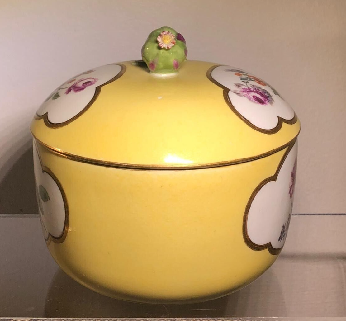 Meissen Porcelain Yellow Ground Floral Lidded Sugar Pot 1740 – Precious ...